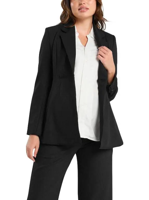 MARION Tailored Maternity Blazer In Italian Stretch Suiting Fabric - Black