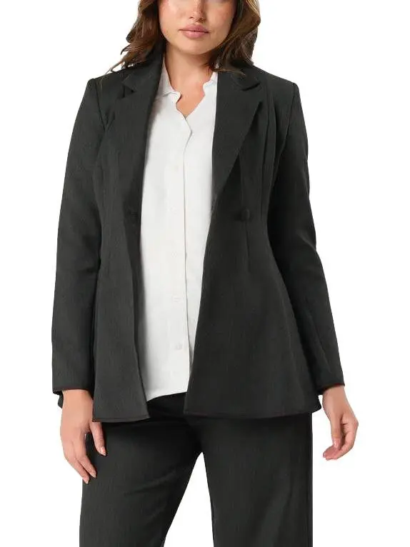 MARION Tailored Maternity Blazer In Italian Stretch Suiting Fabric - Charcoal Grey