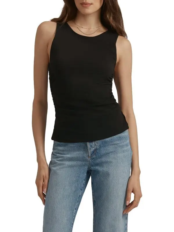 FAVORITE DAUGHTER Ruched Cotton-modal Tank - Black