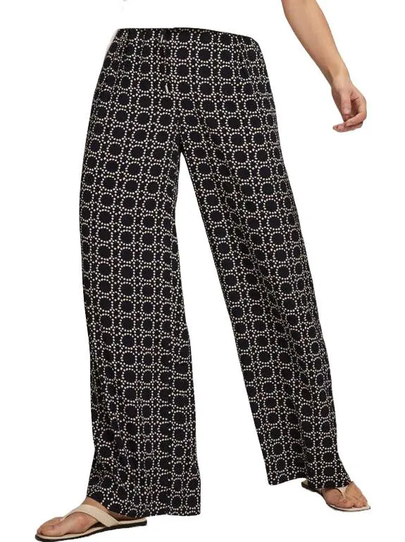 Mint Velvet Printed Wide Leg Trousers - Navy