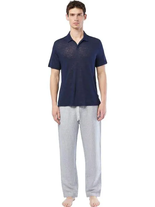 Onia Air Linen Pull-on Pant - Deep Navy/white