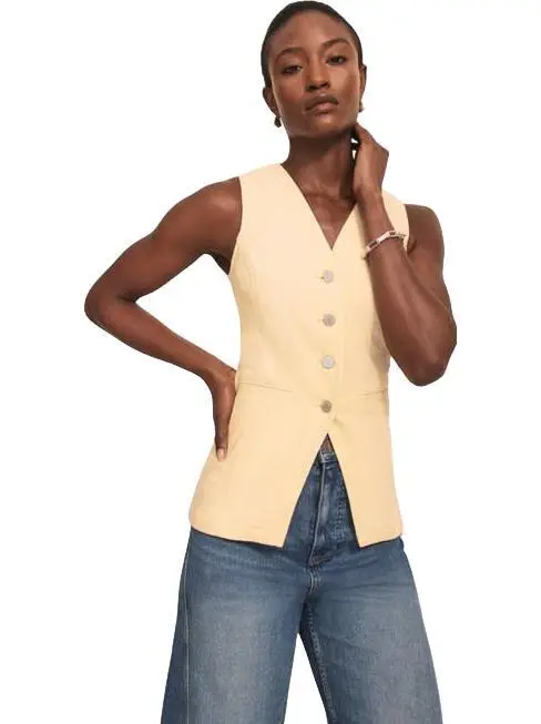 Mint Velvet Denim V-neck Waistcoat - Yellow