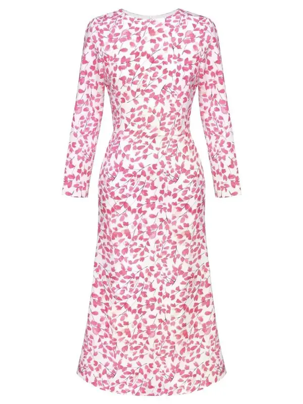 POST MERIDIEM Floral-print Long-sleeve Midi Dress - Pink