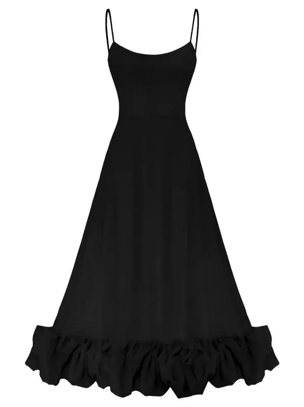 POST MERIDIEM Flounce Bustier Midi Dress - Black