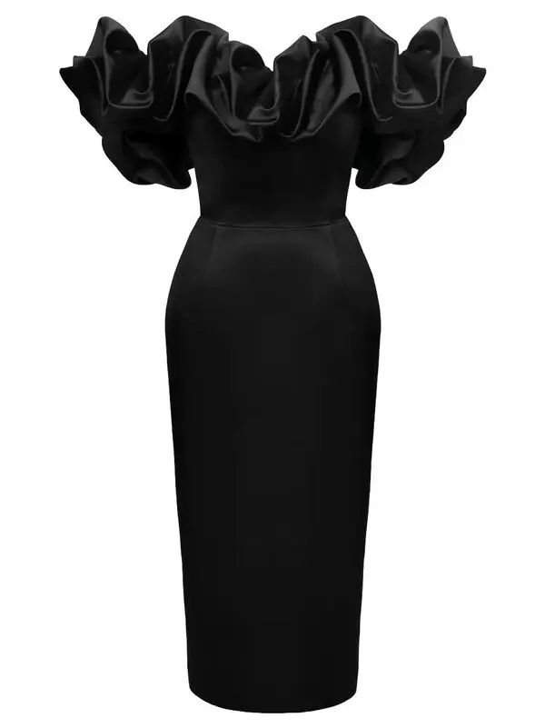 POST MERIDIEM Meringue Midi Dress - Black