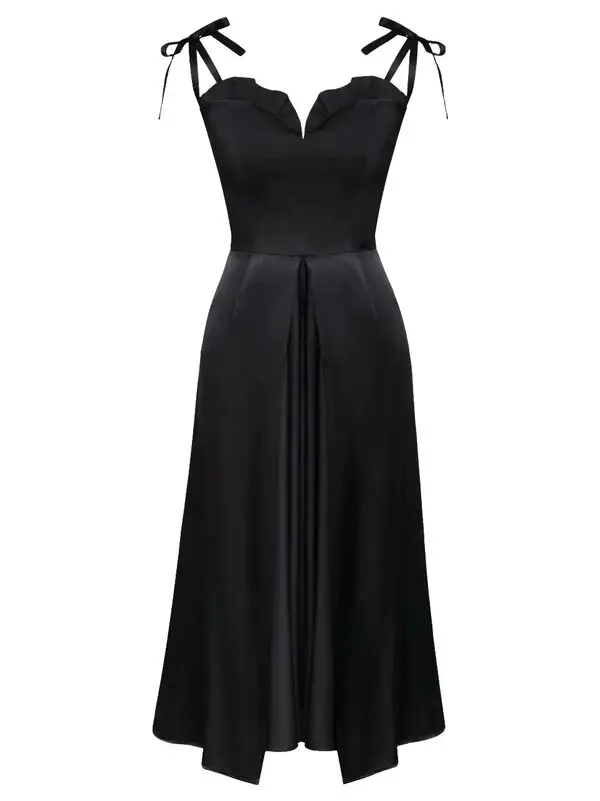 POST MERIDIEM Flowy Slit Midi Dress - Black