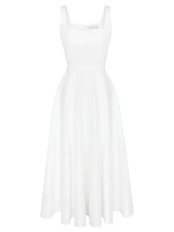 POST MERIDIEM Decorated-bodice Midi Dress - White