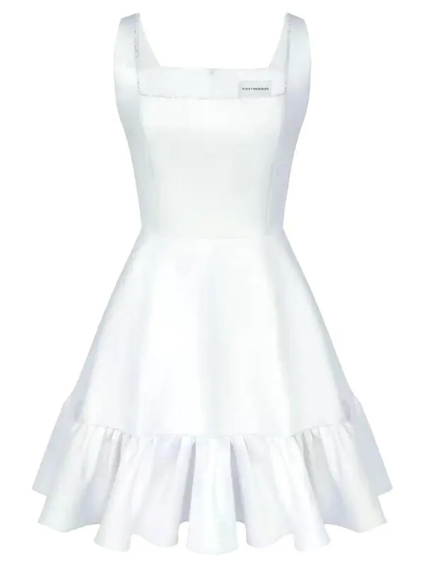 POST MERIDIEM Ruffle-hem Mini Dress - White