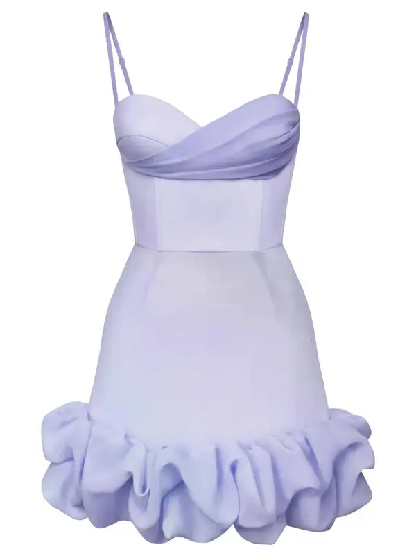POST MERIDIEM Draped Ruffle Bustier Mini Dress - Purple