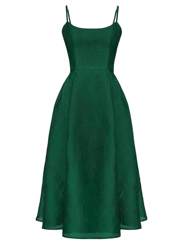 POST MERIDIEM Jacquard Corset-bustier Midi Dress - Green