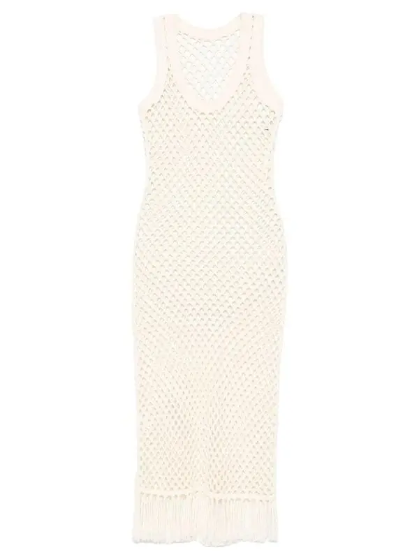 Sir The Label Sleeveless Dress With Fringed Edge - Beige