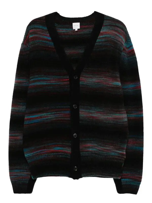 Paul Smith Striped V-neck Cardigan - Black