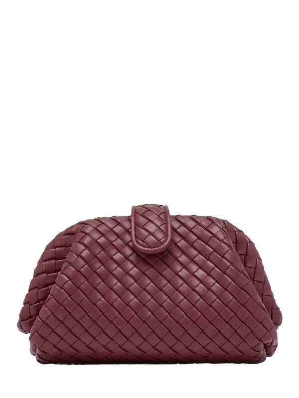 Bottega Veneta Small Lauren 1980s Padded Intrecciato Leather Clutch - Burgundy