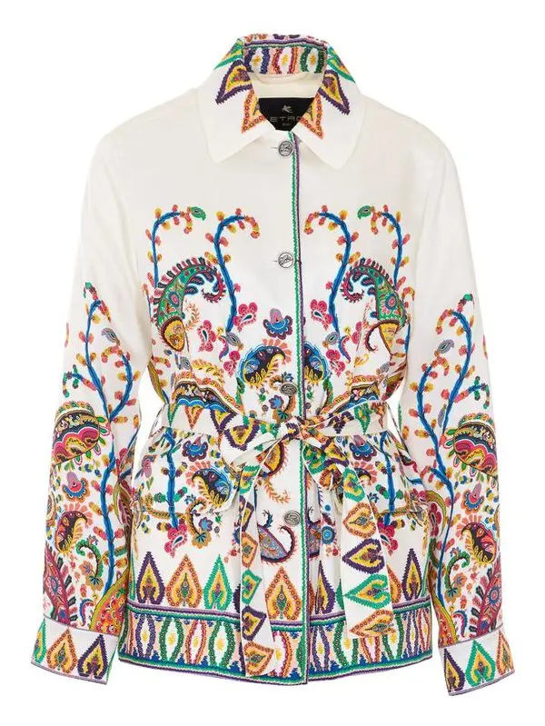 Etro Printed Jacket With Logo Buttons - White