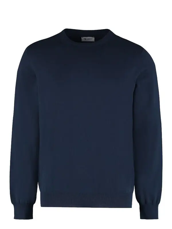 THE (ALPHABET) Cotton Crew-neck Sweater - Blue