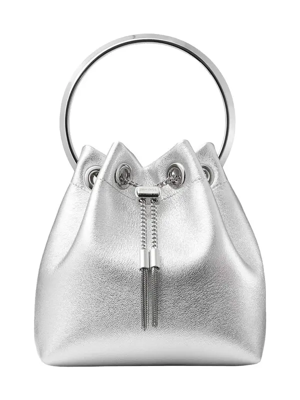 JIMMY CHOO Metallic Bon Bon Top-handle Bag - Silver