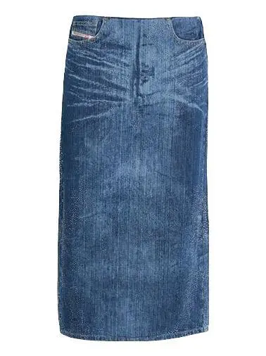 DIESEL® Flared Denim Skirt With Appliqués - Blue