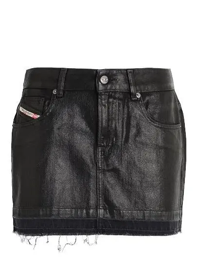 DIESEL® Pencil Denim Skirt With Fringed Hem - Black
