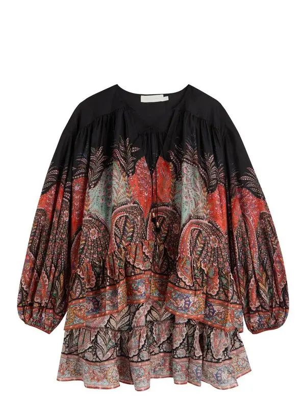 Zimmermann Rhiannon Ruffle Billow Silk Blouse - Black
