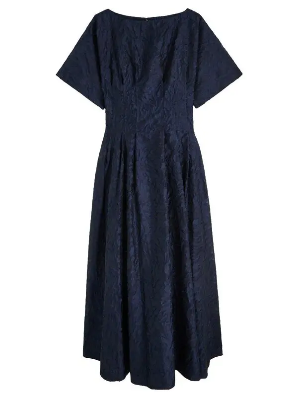 Simkhai Rosali Textured-embroidery Woven Midi Dress - Navy