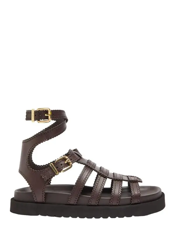 Zimmermann Goldie Gladiator Leather Sandals - Brown