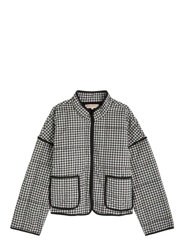 Free People Chloe Gingham Cotton Jacket - Black And White