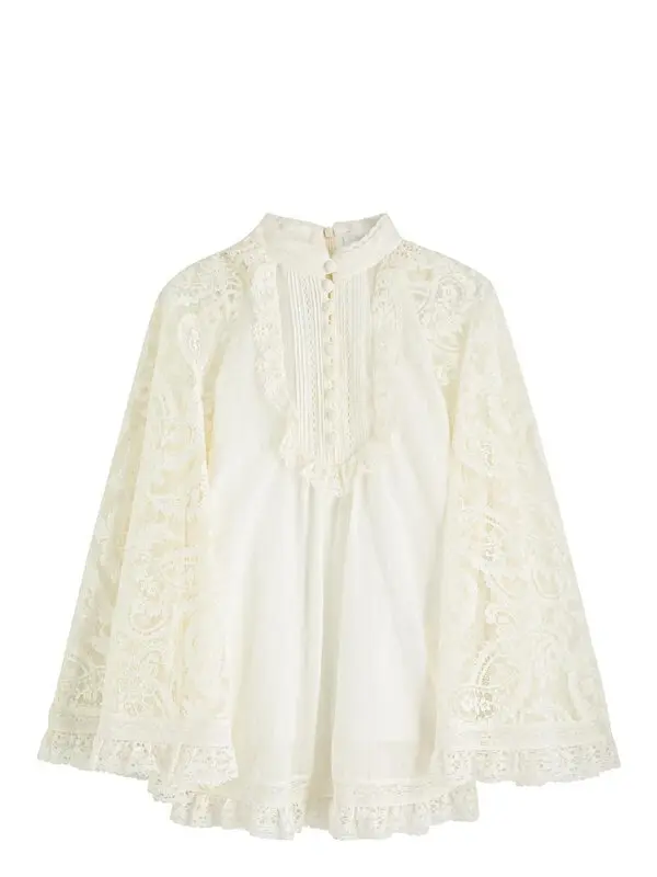 Zimmermann Ascension Lace Yoke Ramie Tunic - Cream