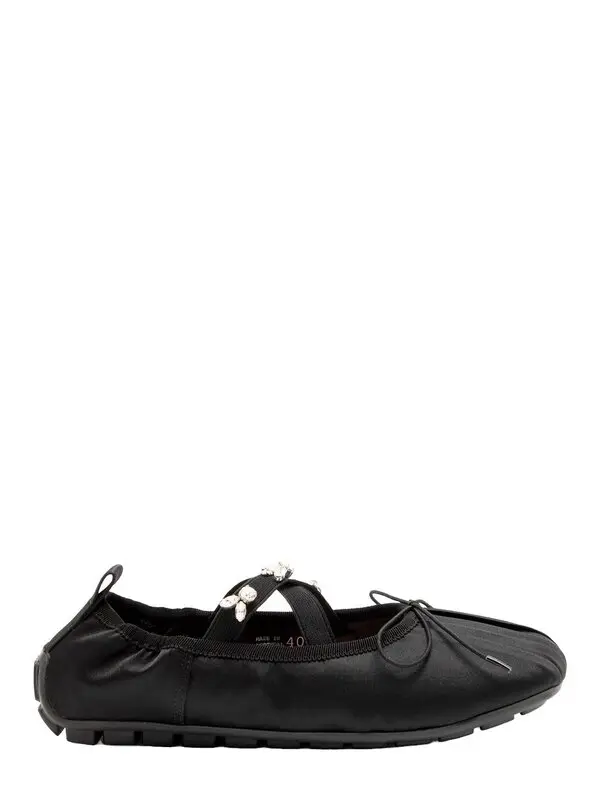 Simone Rocha Embellished Ballerina Satin Flats - Black