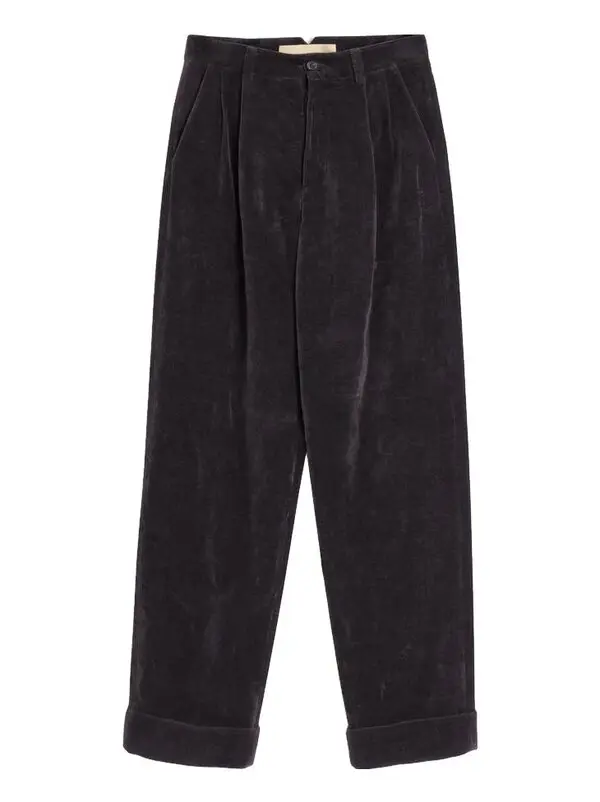 Valentino Garavani Washed Cotton-linen Velvet Chino Fit Trousers - Night