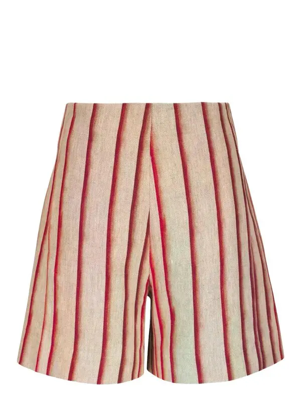 ODEEH Striped High-waisted Shorts - Neutrals