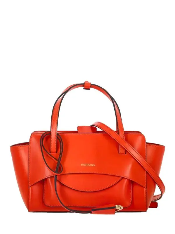 HIDESINS Leather Tote Bag With Logo Lettering - Red
