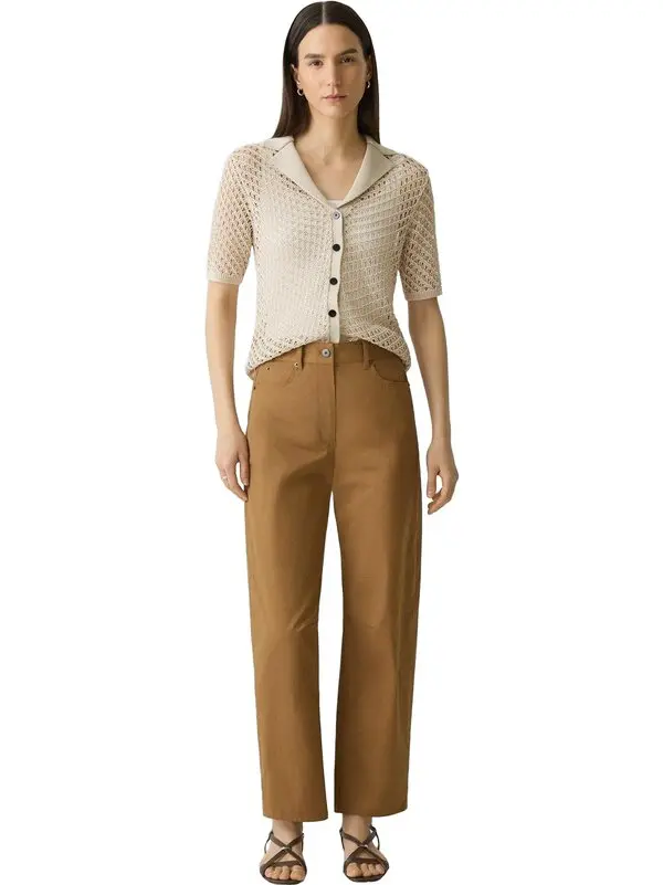Theory Cropped Barrel Pant In Cotton Twill - Bronze