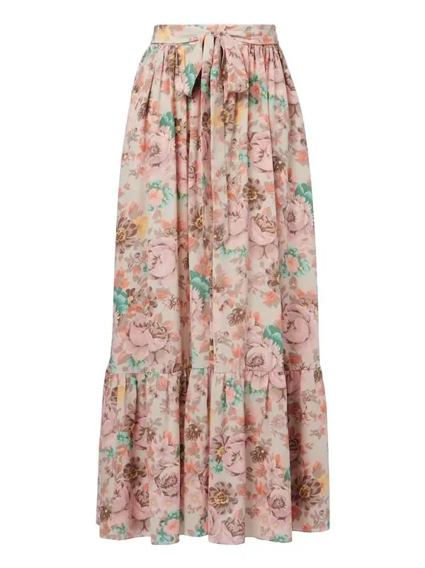 Chloé Gathered Silk Maxi Skirt - Pink