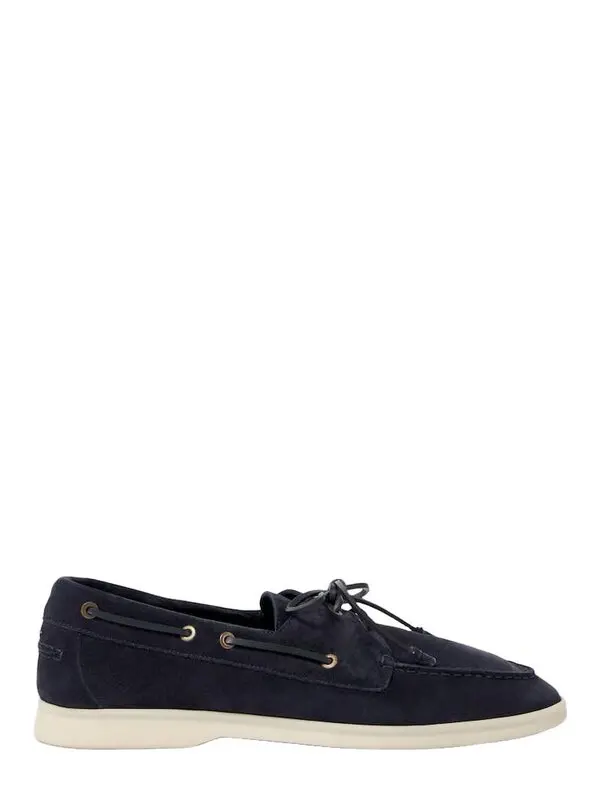 Loro Piana Sea-sail Walk Suede Boat Shoes - Blue