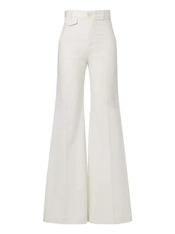 Chloé High-rise Flared Cotton Canvas Pants - White