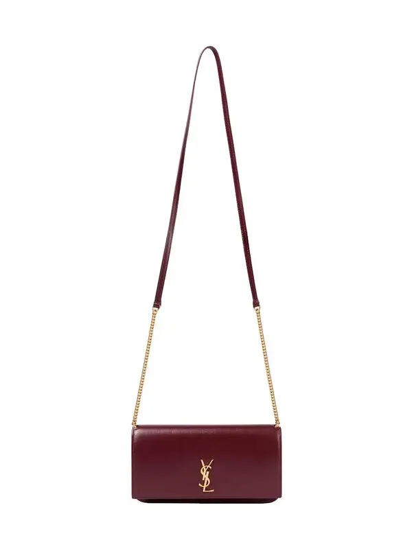 Saint Laurent Cassandre Leather Crossbody Bag - Burgundy