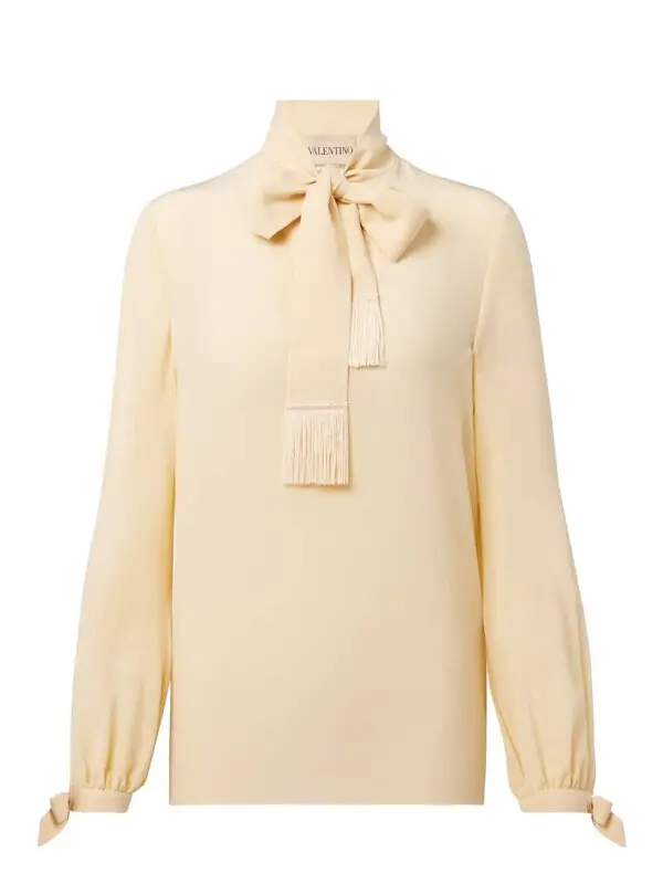 Valentino Garavani Bow-detail Silk Crêpe Blouse - Yellow