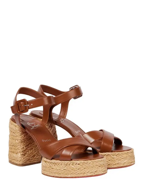 CHRISTIAN LOUBOUTIN Calakala 85 Leather Espadrille Sandals - Brown