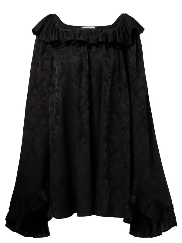 Chloé Ruffled Jacquard Silk Minidress - Black
