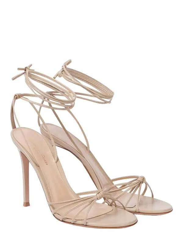 GIANVITO ROSSI Strappy 105 Leather Sandals - Beige