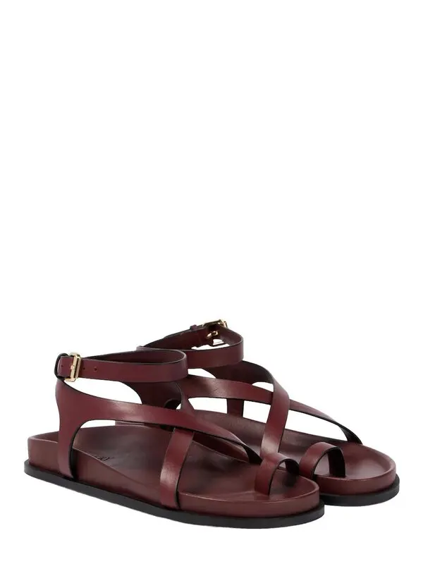 A.emery Jalen Slim Leather Sandals - Burgundy