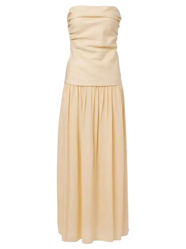 Faithfull The Brand Hedy Strapless Linen Maxi Dress - Yellow