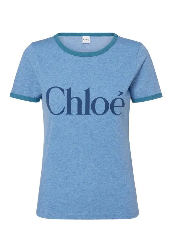 Chloé Logo Cotton-blend Jersey T-shirt - Blue