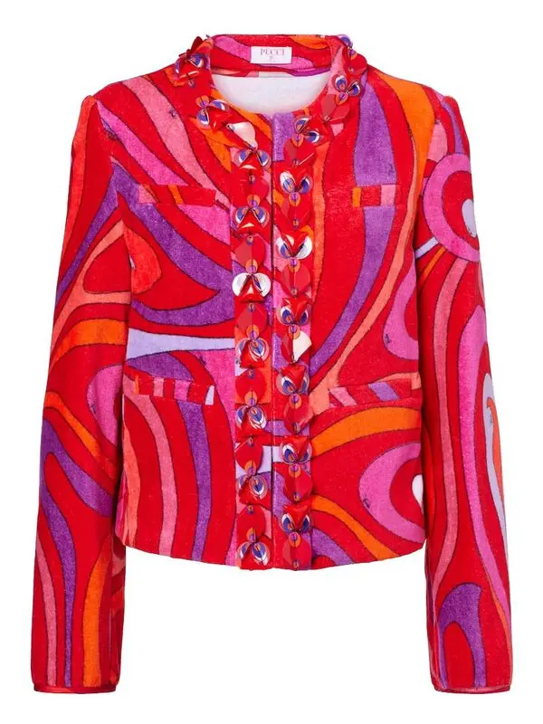 Emilio Pucci Marmo Embellished Cotton Terry Jacket - Multicoloured