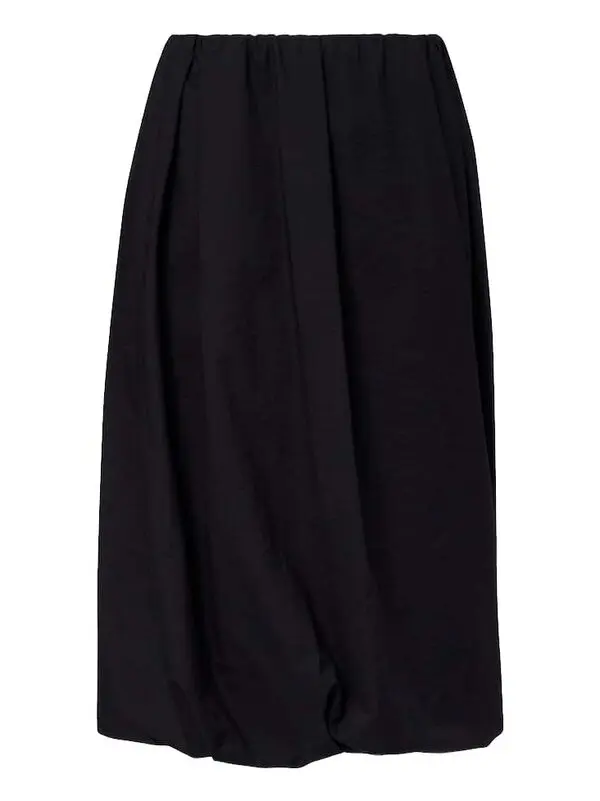 Brunello Cucinelli Gathered Cotton-blend Midi Skirt - Black