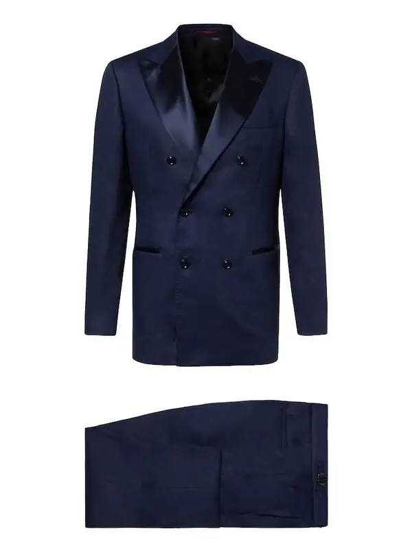 Brunello Cucinelli Double-breasted Linen Tuxedo - Blue