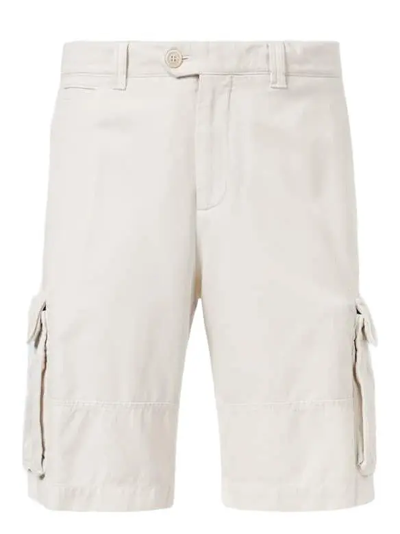 Brunello Cucinelli Cotton And Linen Gabardine Cargo Shorts - White