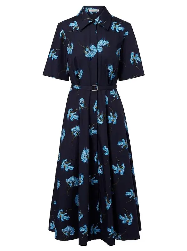 EMILIA WICKSTEAD Floral Cotton Shirt Dress - Blue