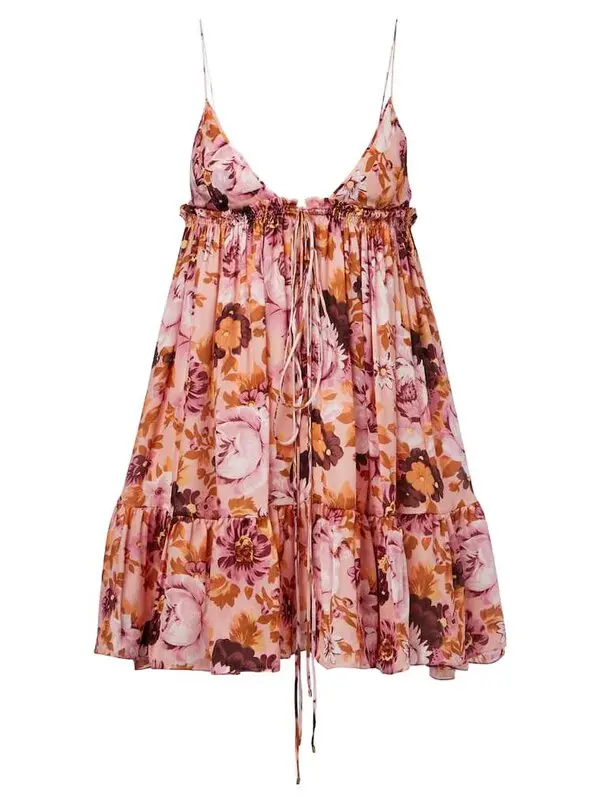 Chloé Floral Silk Minidress - Pink