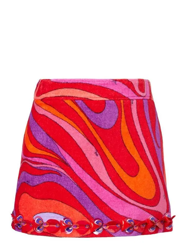 Emilio Pucci Marmo Embellished Cotton Terry Miniskirt - Multicoloured